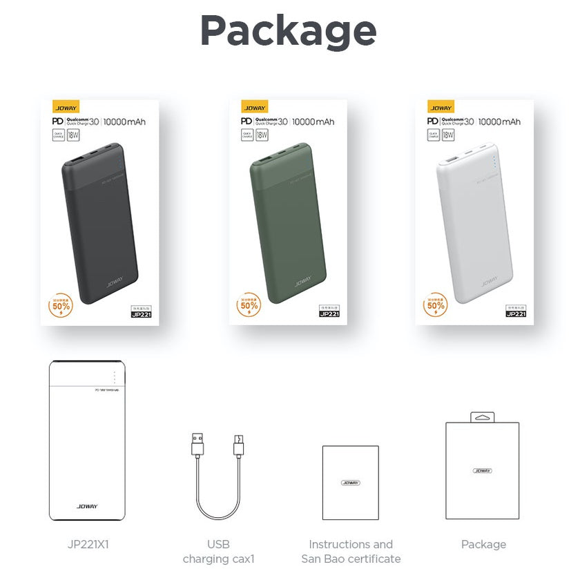 Power Bank 10000 mAh with Fast Charging PD / USB-A 18W - Joway — دكاني